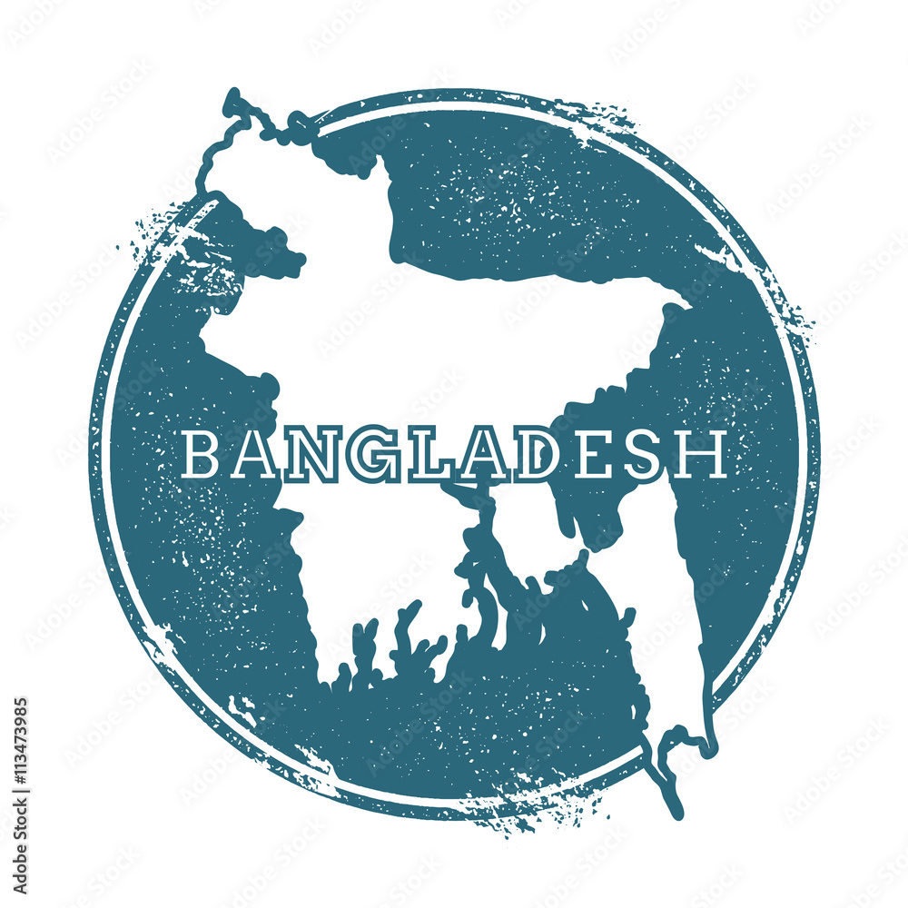 Grunge rubber stamp with name and map of Bangladesh, vector ...