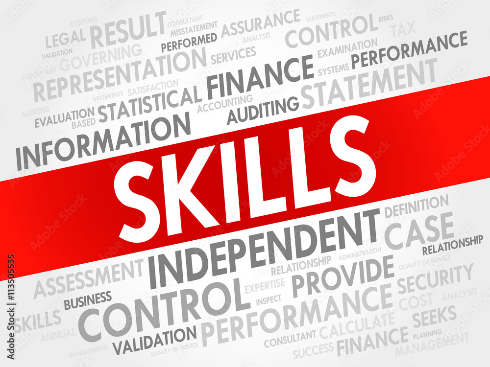 SKILLS word cloud collage, business concept background Stock Vector ...