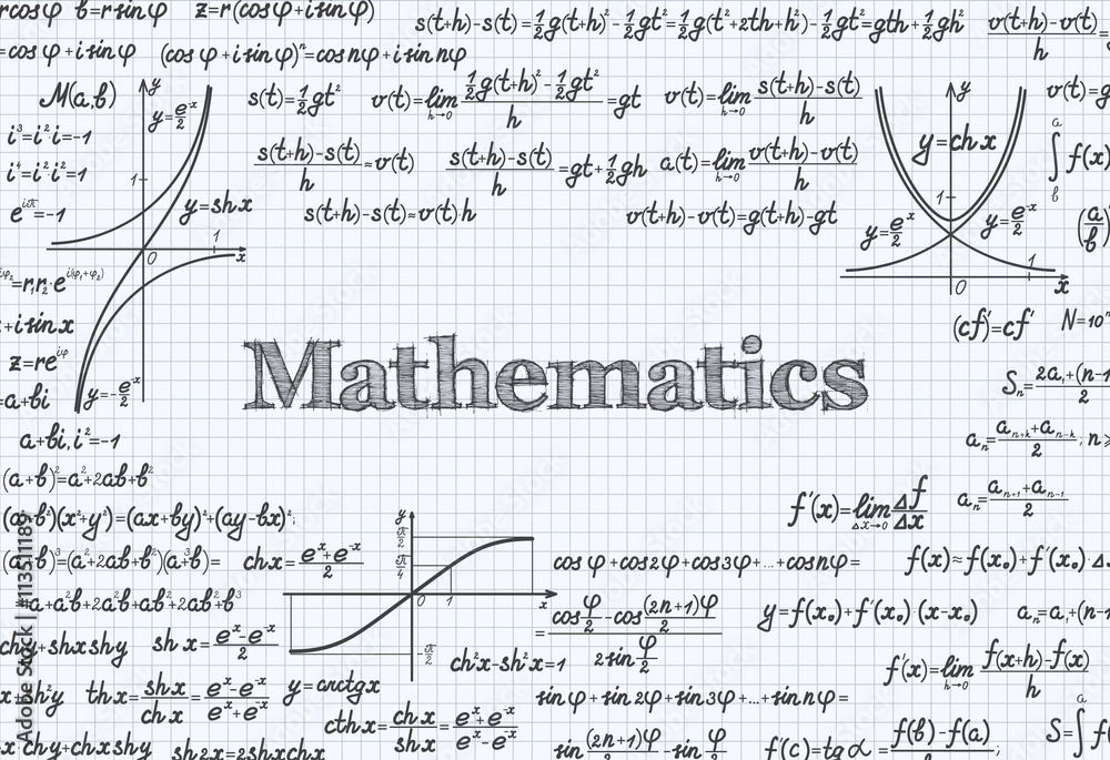 Mathematical vector pattern background in notebook Stock Vector | Adobe ...