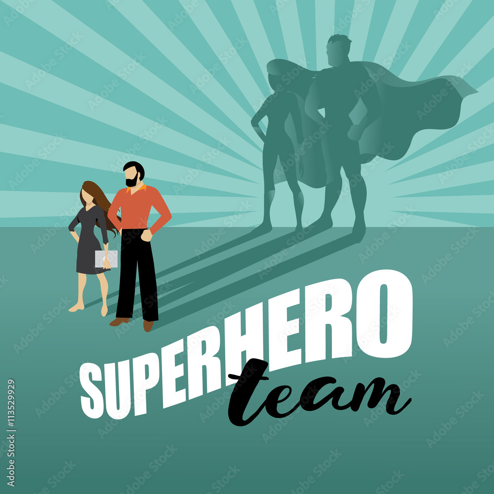 Business team super heroes marketing poster background design. EPS 10 ...
