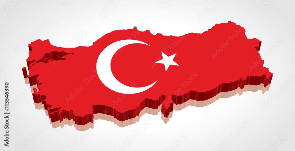 3D vector Flag Map of Turkey Stock Vector | Adobe Stock