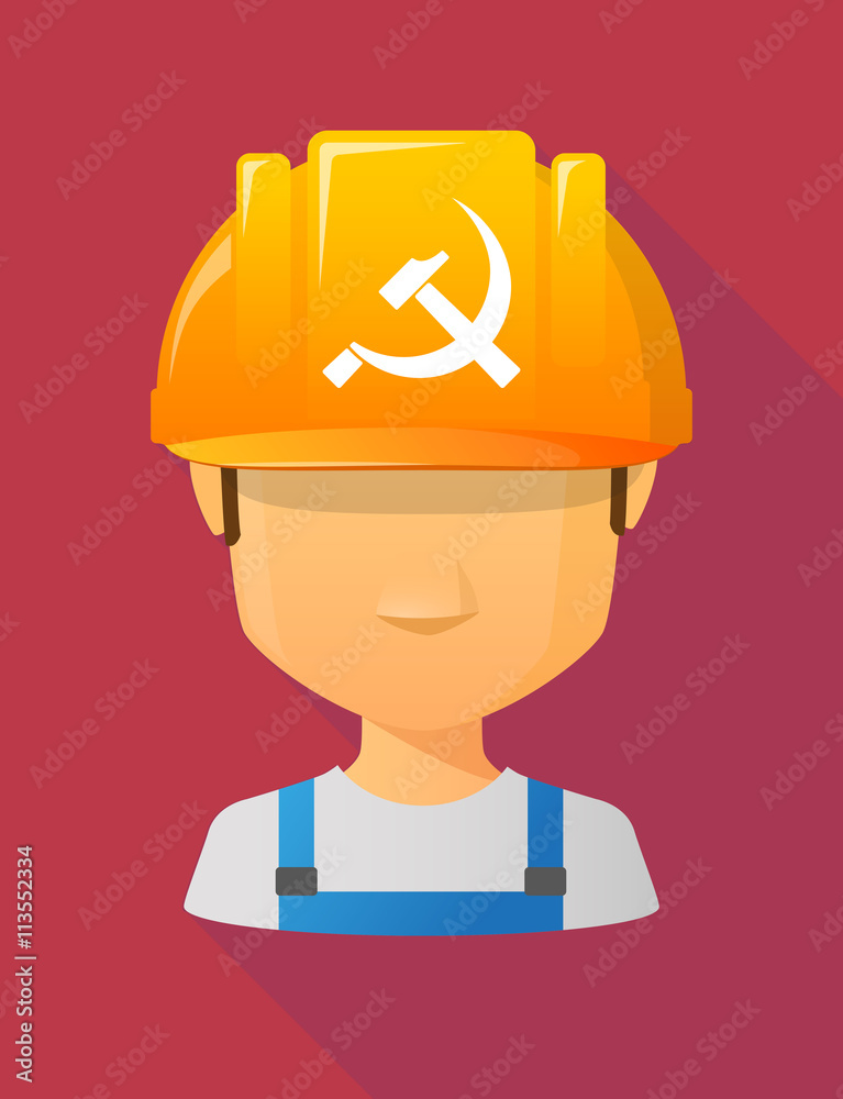 Worker male avatar wearing a safety helmet with the communist s Stock ...