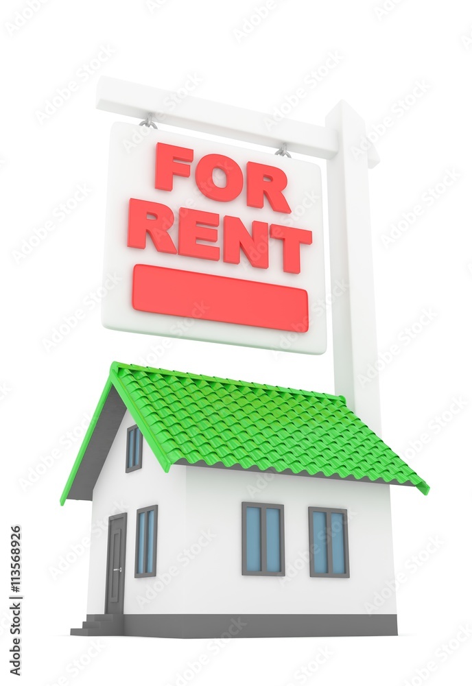 Isolated model of house with for sale sign on white background. Good ...