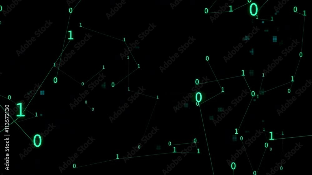 Sci-fi flight through binary stream of data. Fly through visualised ...