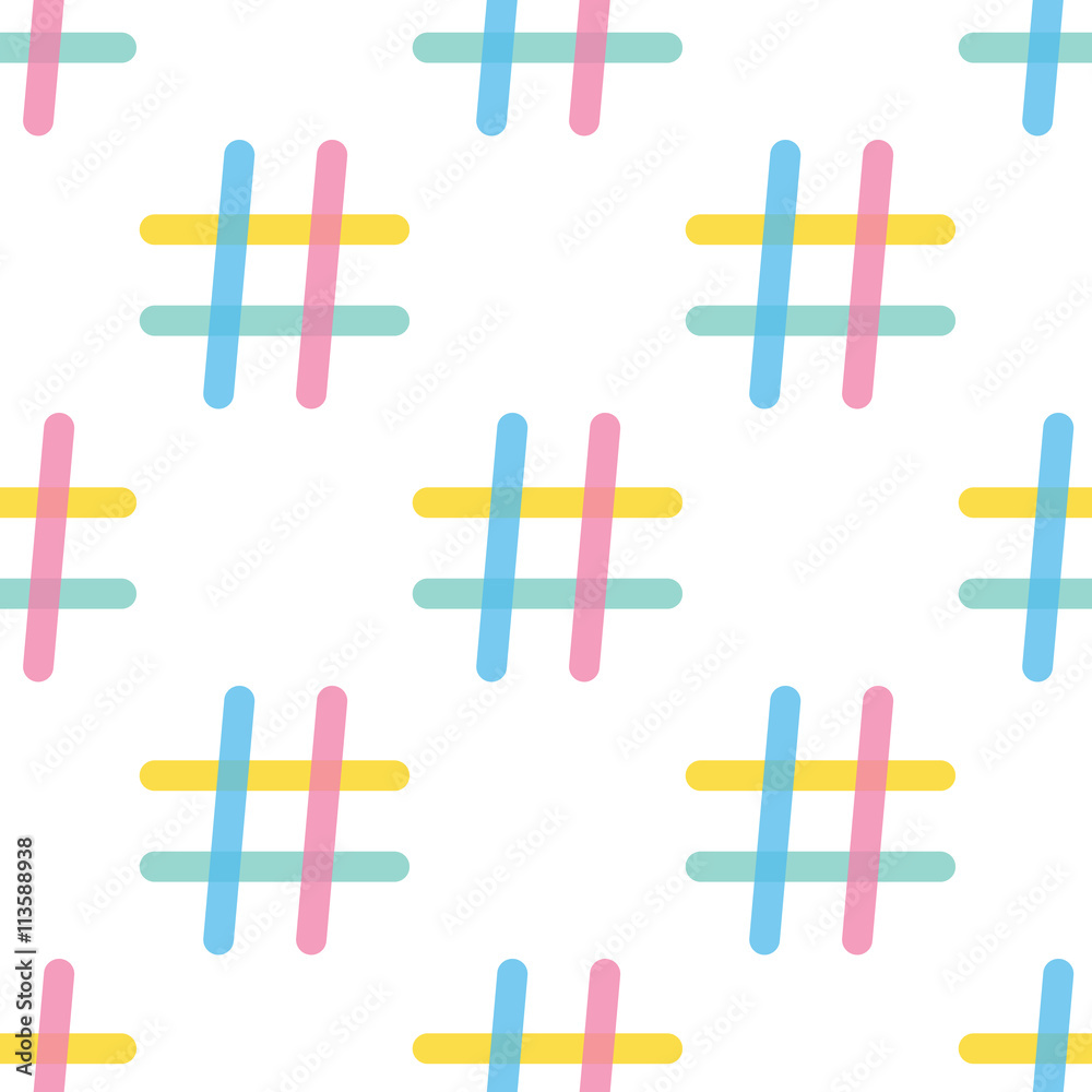 Flat design abstract colorful hashtag symbol seamless pattern ...