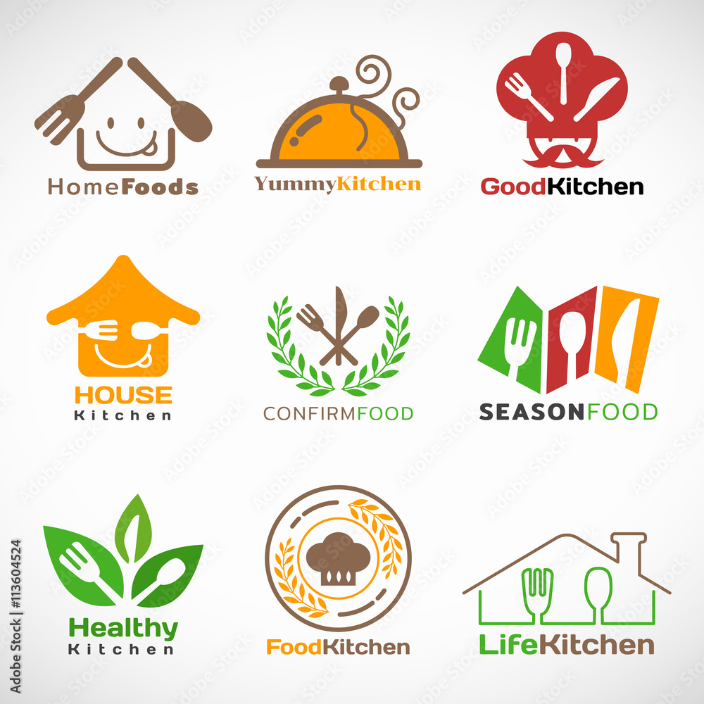 Restaurant and Home kitchen logo vector set design Stock Vector | Adobe ...