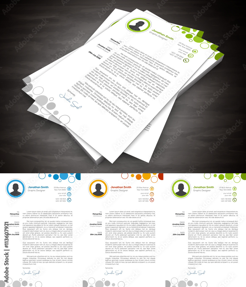 Cover Letter. File contains text editable AI and PSD, EPS10,JPEG and ...