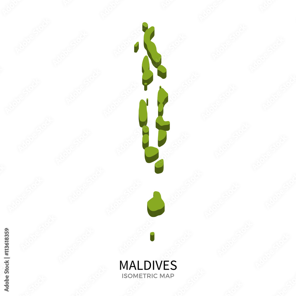 Isometric map of Maldives detailed vector illustration Stock Vector ...