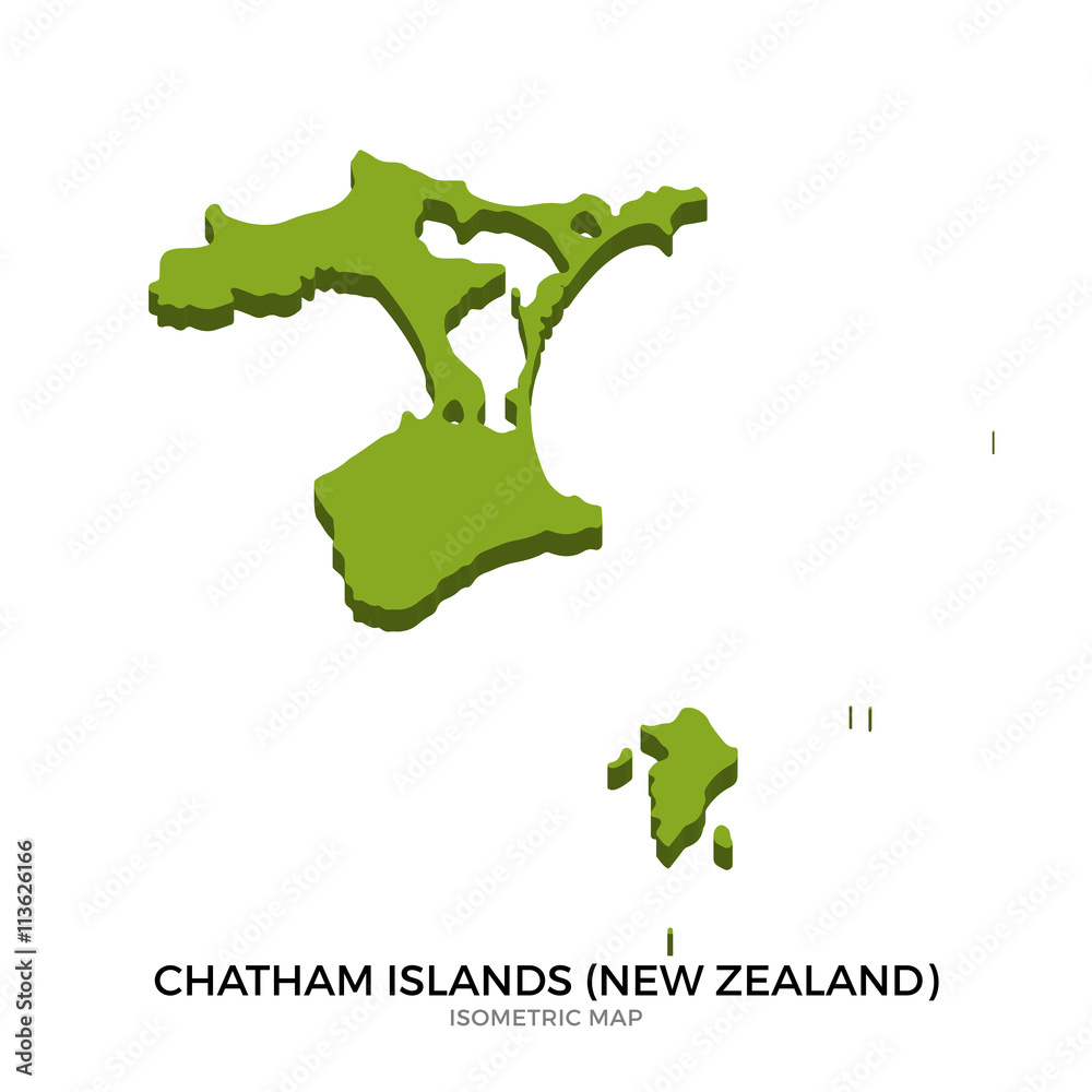 Isometric map of Chatham Islands detailed vector illustration Stock ...