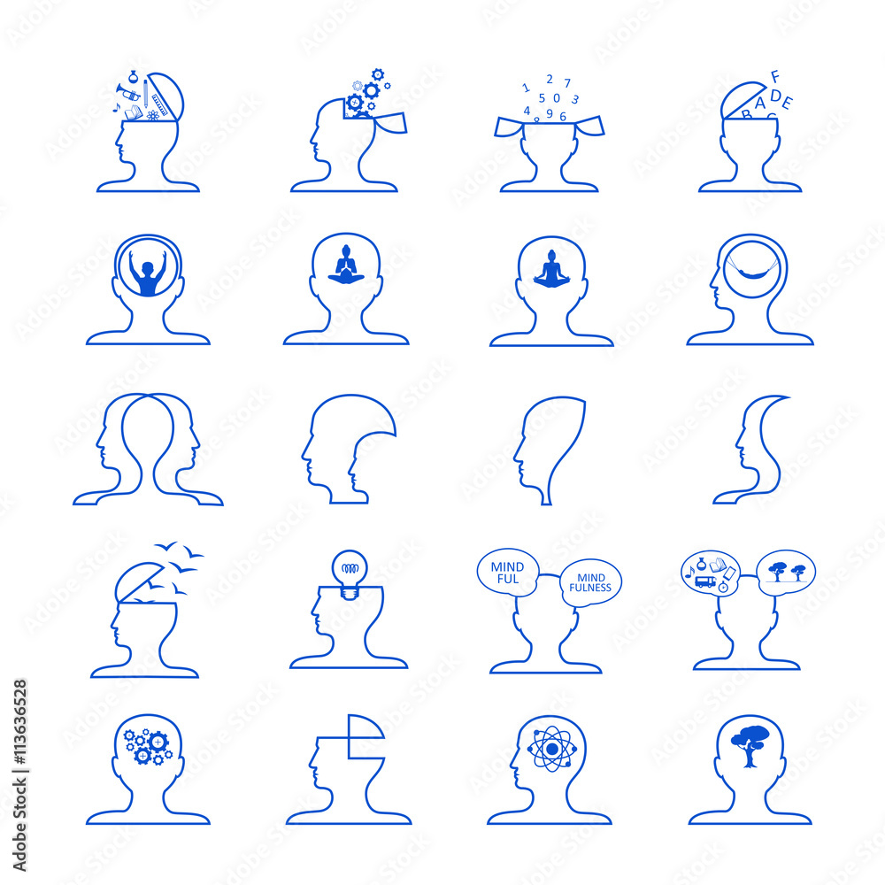 Mind Icons Set - Isolated On White Background - Vector Illustration ...