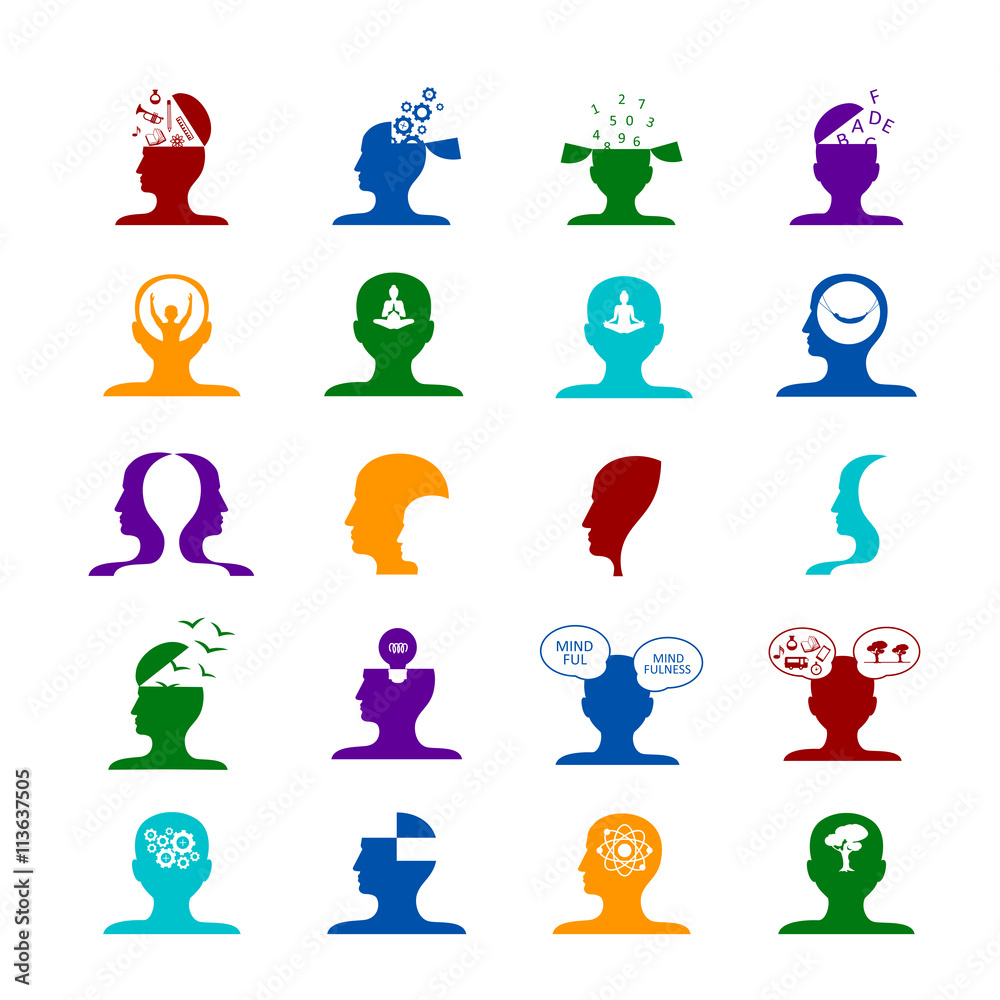 Mind Icons Set - Isolated On White Background - Vector Illustration ...