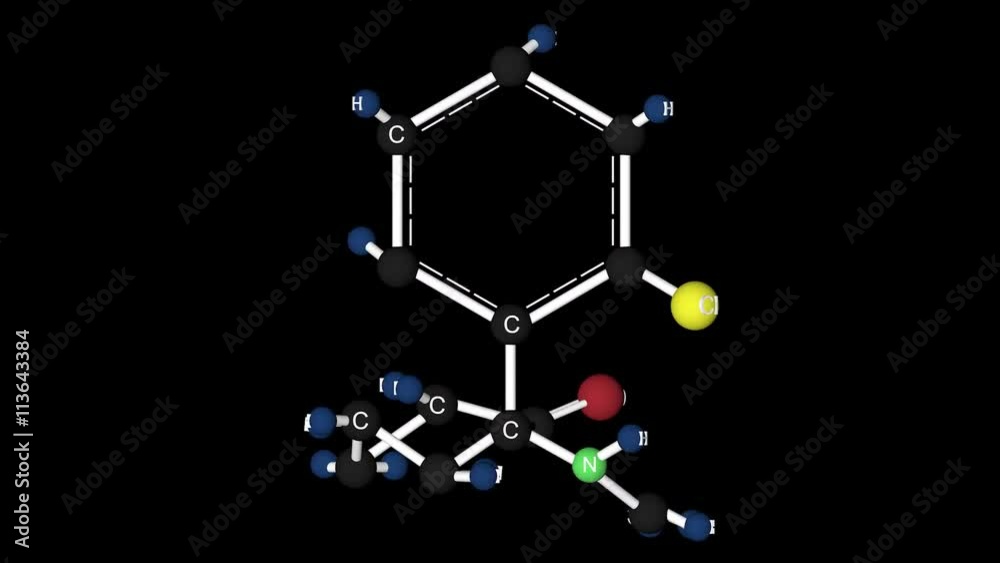 Ketamine molecule structure. Molecular structure of ketamine, drug, 3D ...