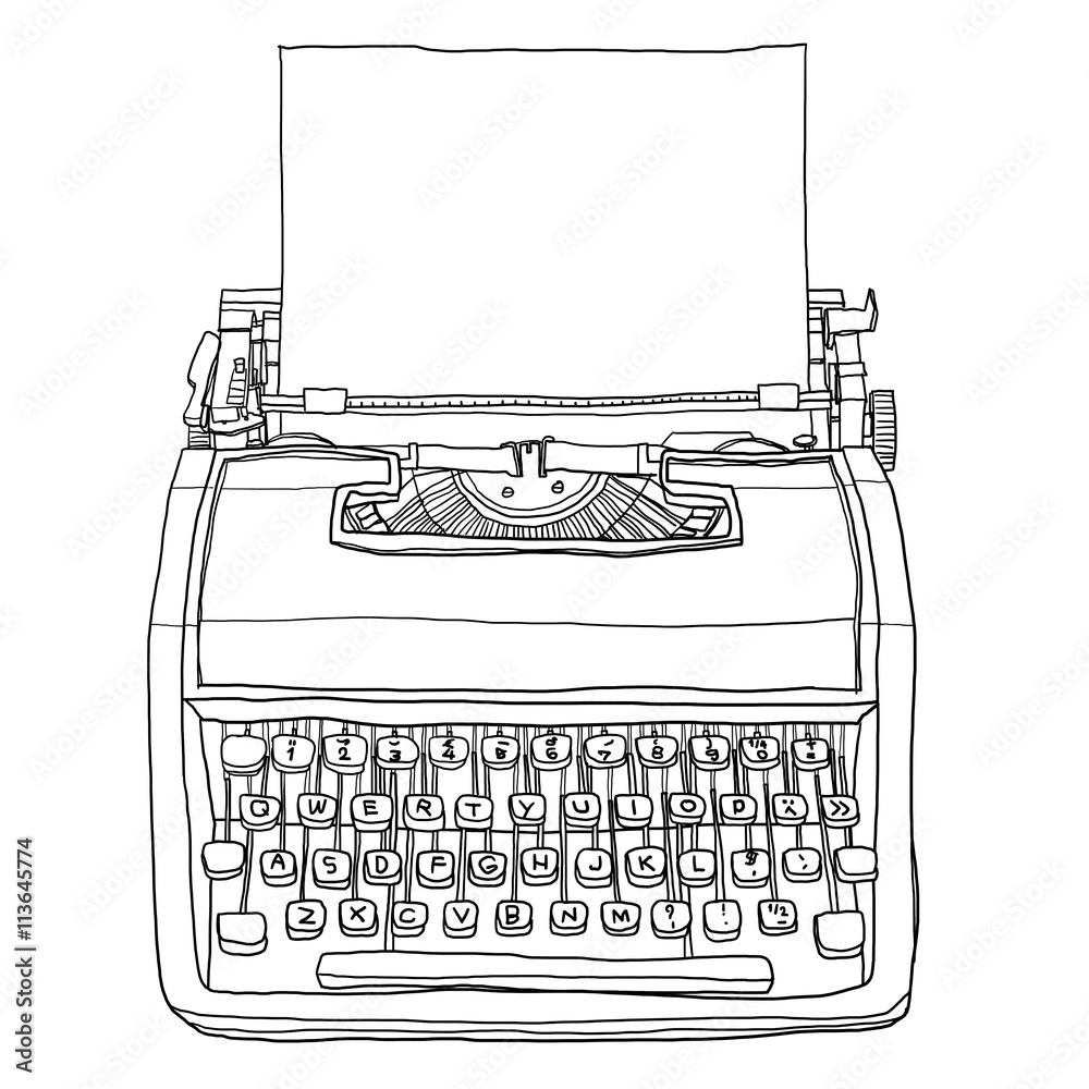 Cute Typewriter Drawing