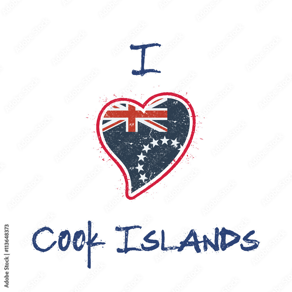 Cook Islander flag patriotic t-shirt design. Heart shaped national flag ...