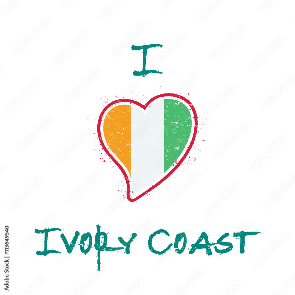 Ivorian flag patriotic t-shirt design. Heart shaped national flag Cote ...