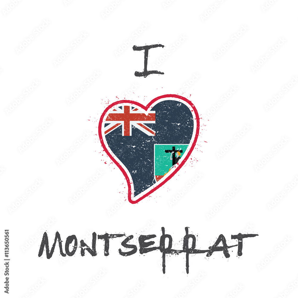 Montserratian flag patriotic t-shirt design. Heart shaped national flag ...