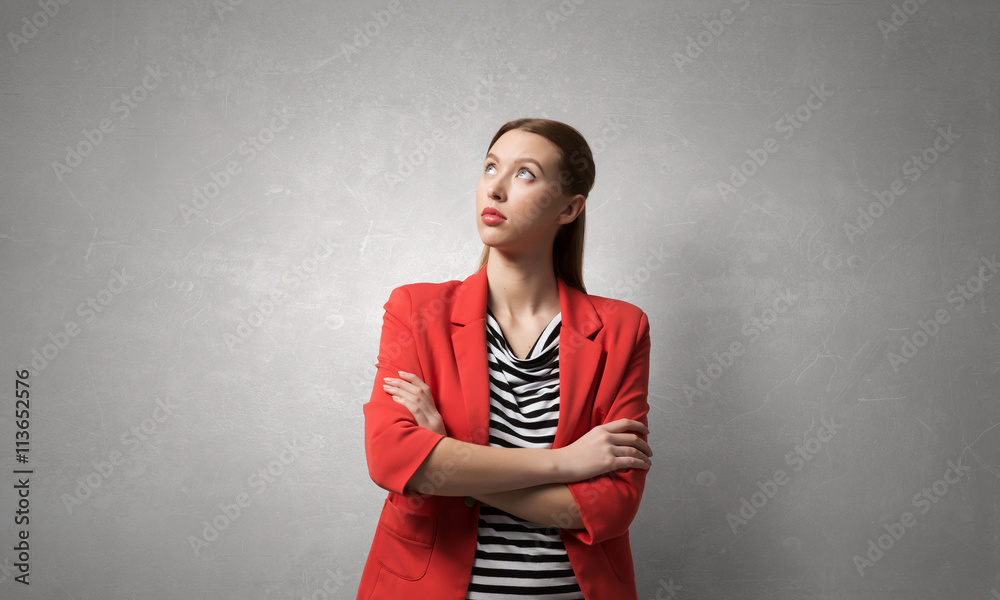 Woman with arms crossed on chest Stock Photo | Adobe Stock