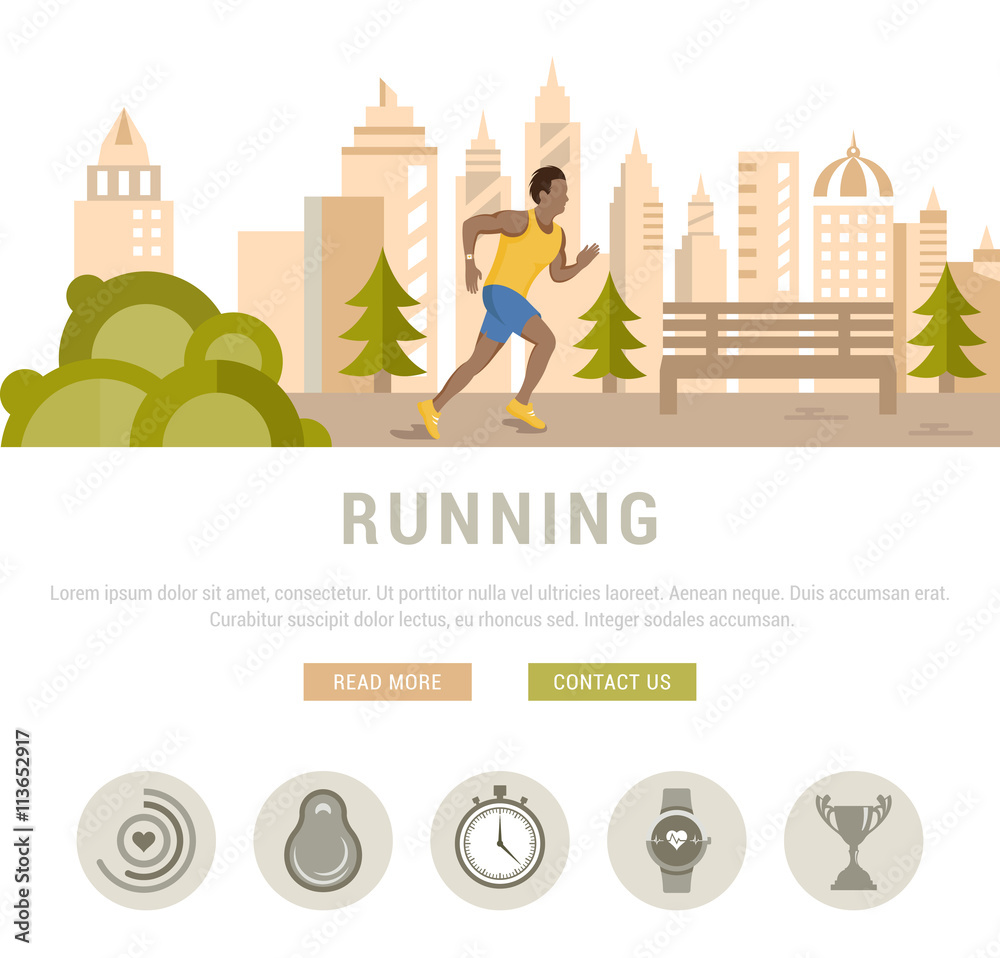Vector Illustration Running Man. Template for Website and Banner Stock ...