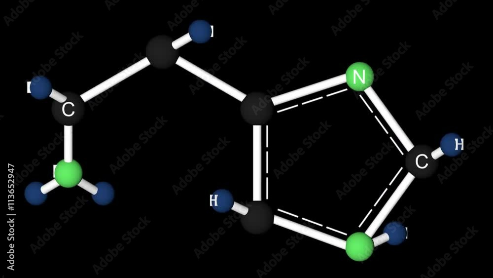 Histamine molecule structure. Molecular structure of histamine, 3D ...
