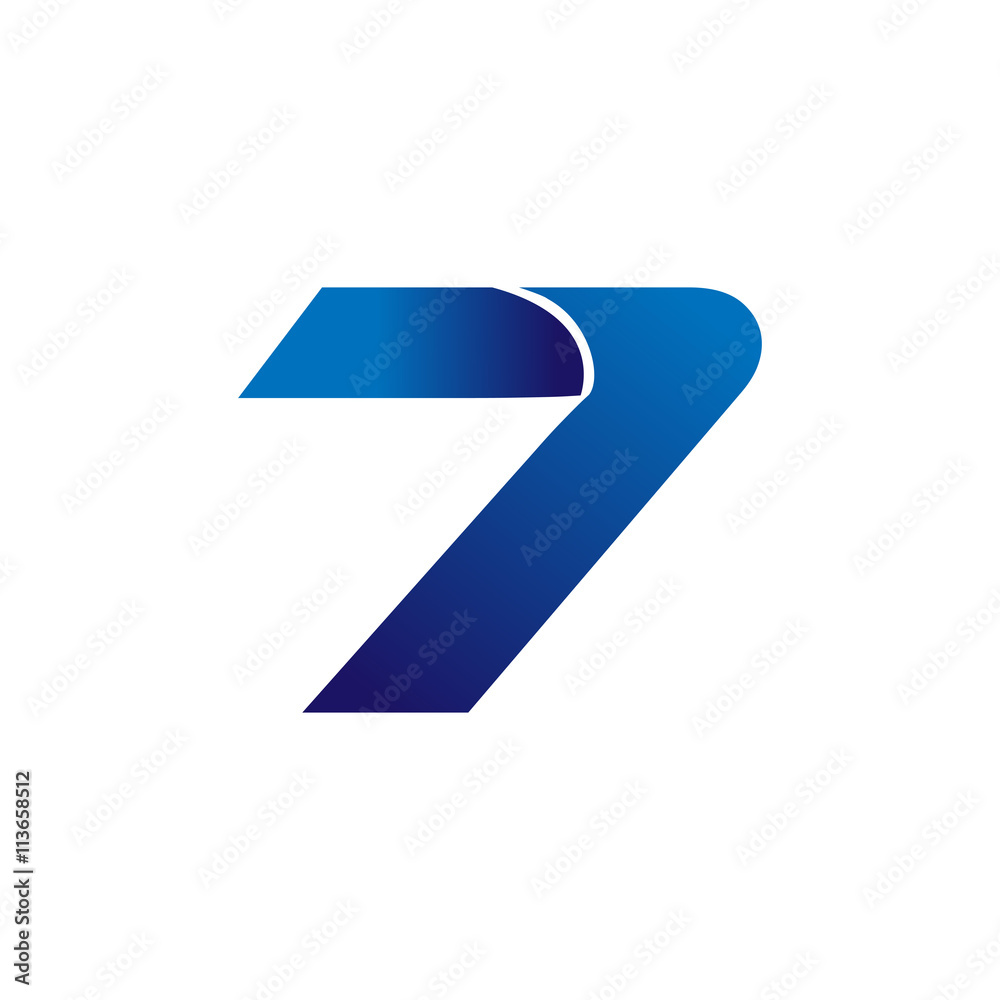 Simple Numbers Logo Vector Blue 7 Stock Vector | Adobe Stock