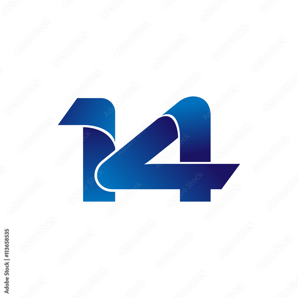 Simple Numbers Logo Vector Blue 14 Stock Vector | Adobe Stock