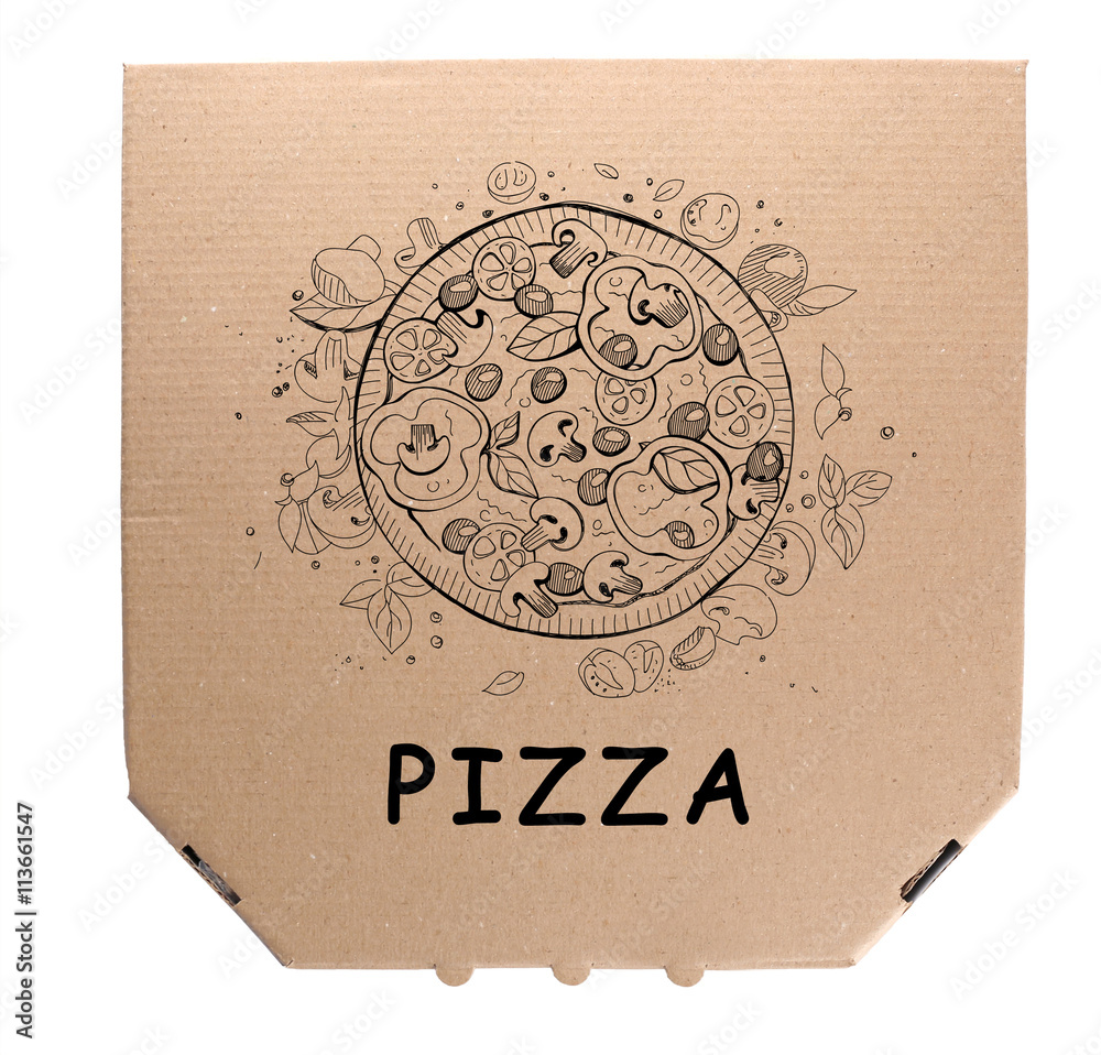 Cardboard pizza box isolated on white background, top view Stock Photo ...