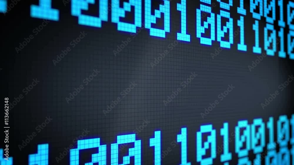 Looped Animated Background With Running Lines With Binary Code And