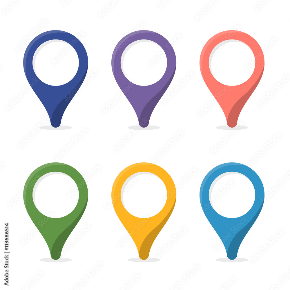 Map marker, map pin. Map markers with blank space. 6 colors. Vector ...