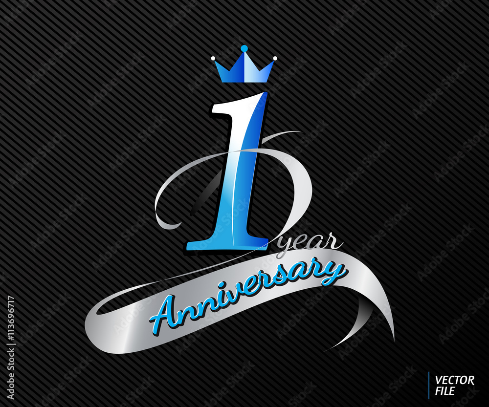 One year anniversary logo design Stock Vector | Adobe Stock