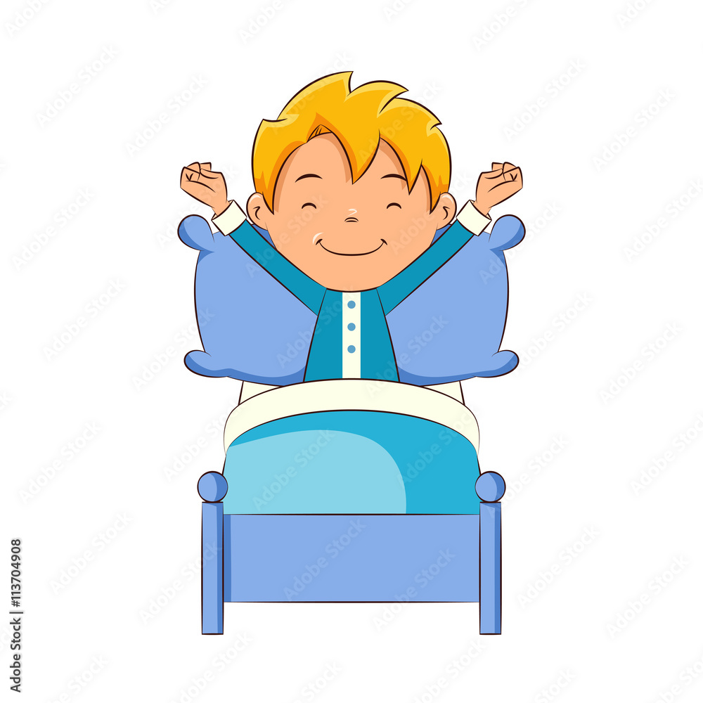 Kid waking up Stock-Vektorgrafik | Adobe Stock