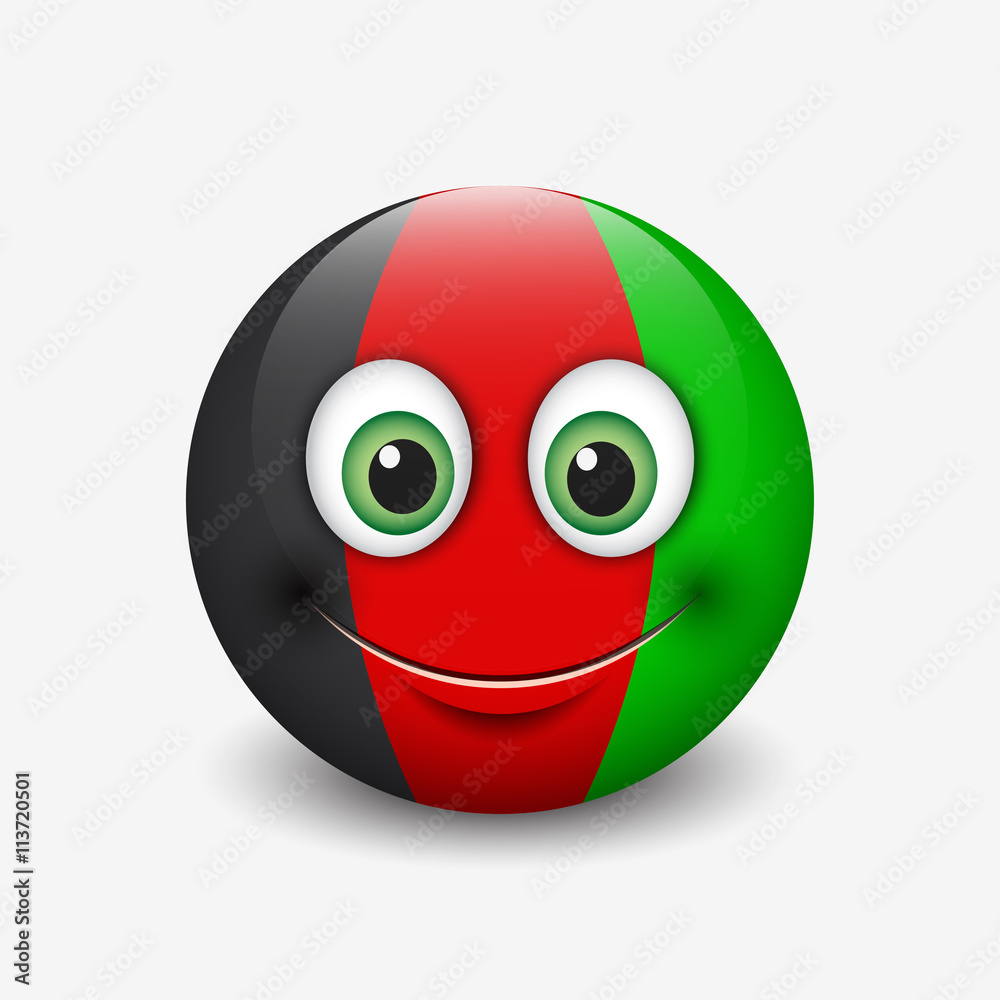 Cute emoticon isolated on white background with Afghanistan flag motive ...
