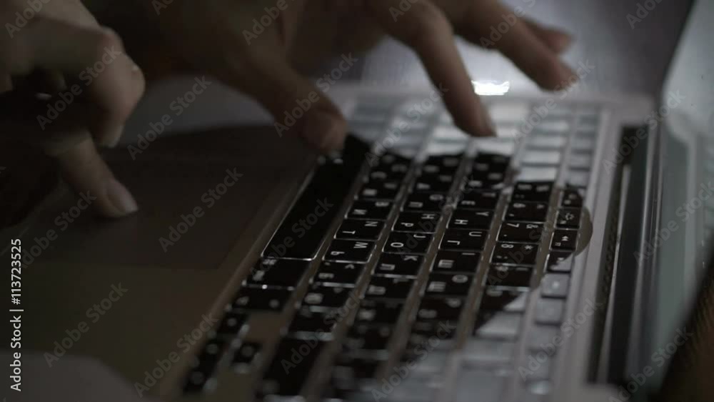 Laptop's keyboard and touchpad working closeup Stock Video | Adobe Stock