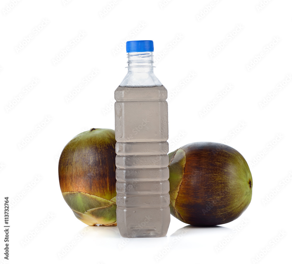 Asian Palmyra palm, Toddy palm palm juice in a plastic bottle on Stock ...