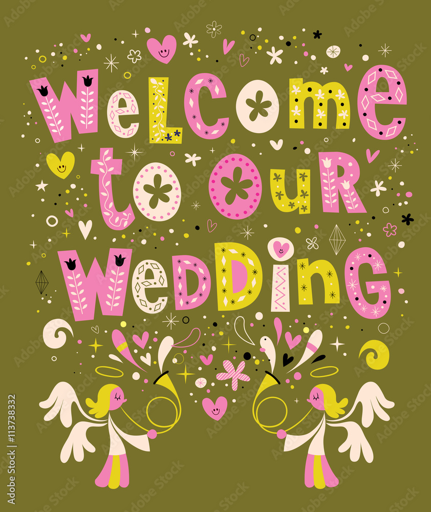 Welcome to our wedding card invitation Stock Vector | Adobe Stock