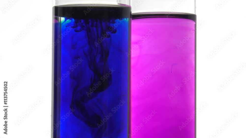 potassium permanganate and methylene blue fall in water of two test ...