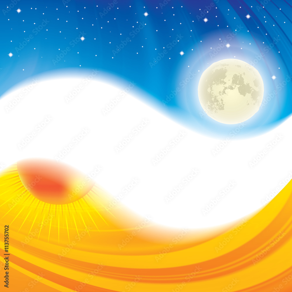 Day and night ying yang concept background Stock Vector | Adobe Stock