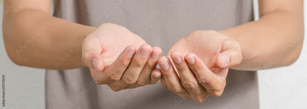 Man offer hand and holding nothing Stock Photo | Adobe Stock