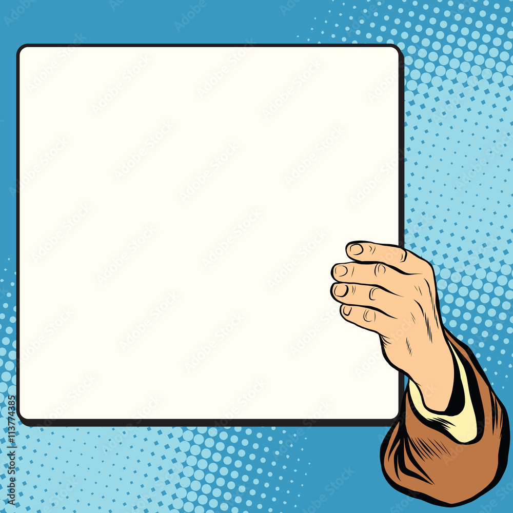 Retro hand with a poster Stock Vector | Adobe Stock