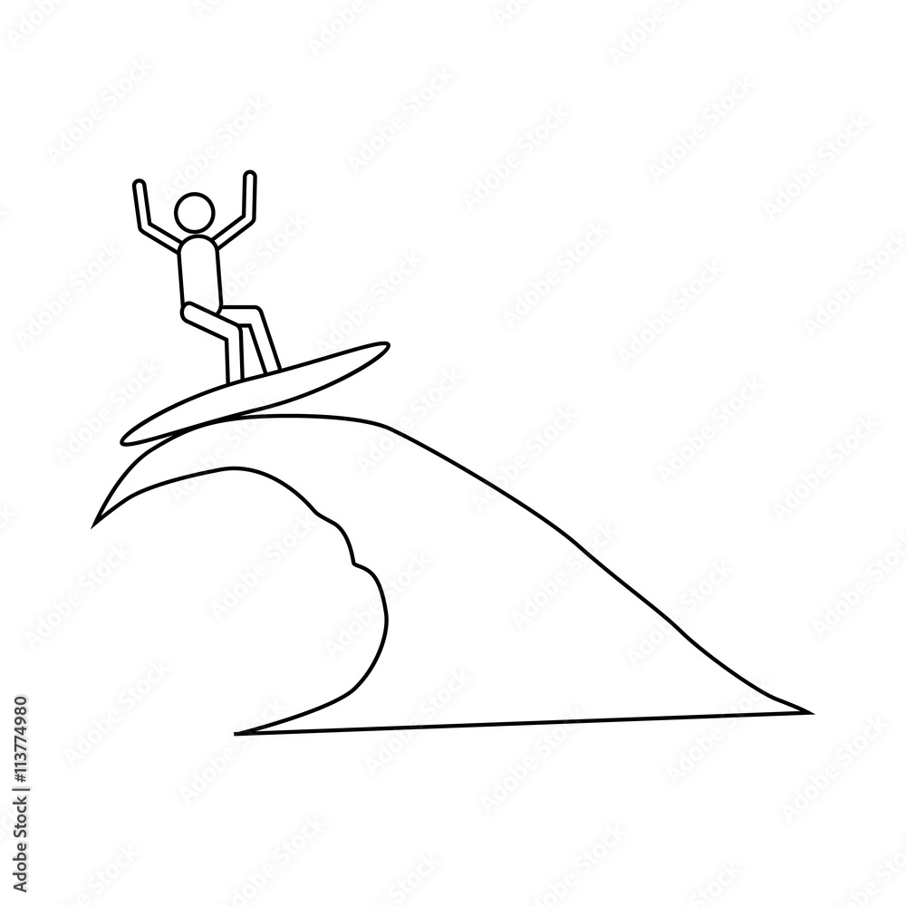Surfing icon, outline style Stock Vector | Adobe Stock