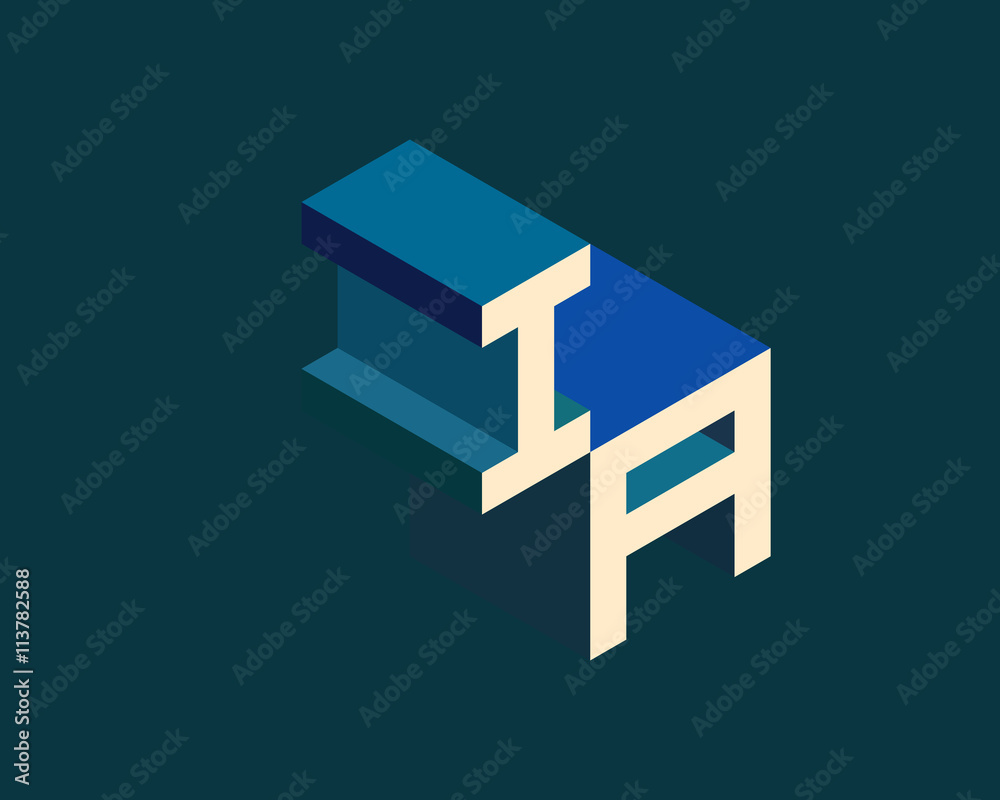 IA isometric 3D letter logo. three-dimensional stock vector alphabet ...