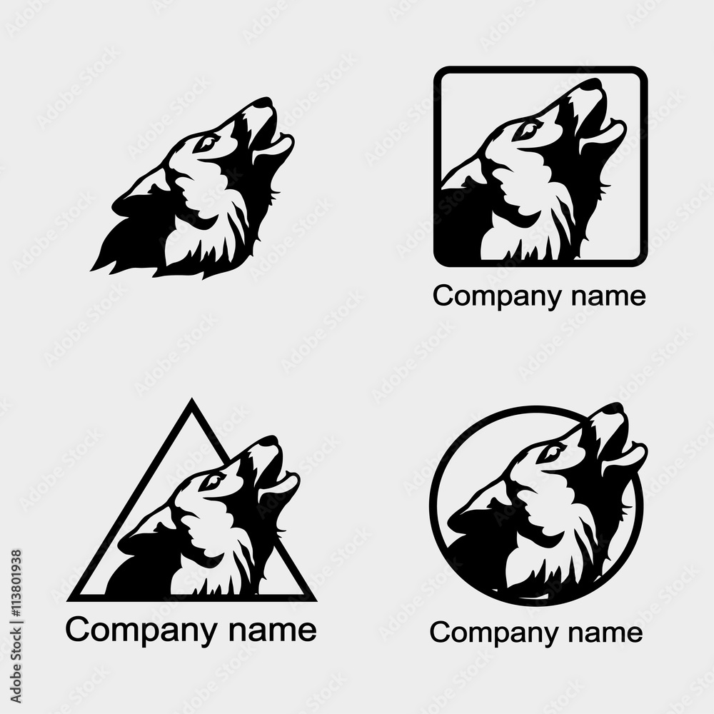 Set of wolf logo Stock Vector | Adobe Stock