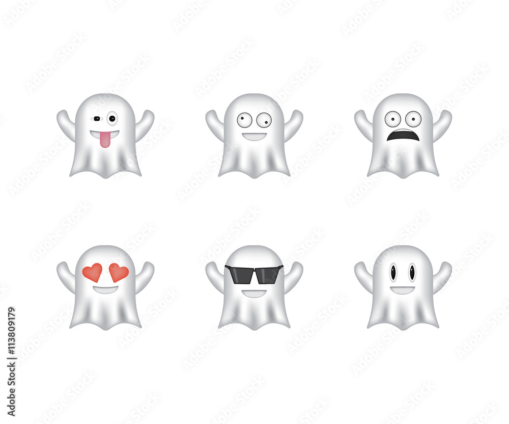 Set of ghost emoticon vector isolated on white background. Emoji vector ...
