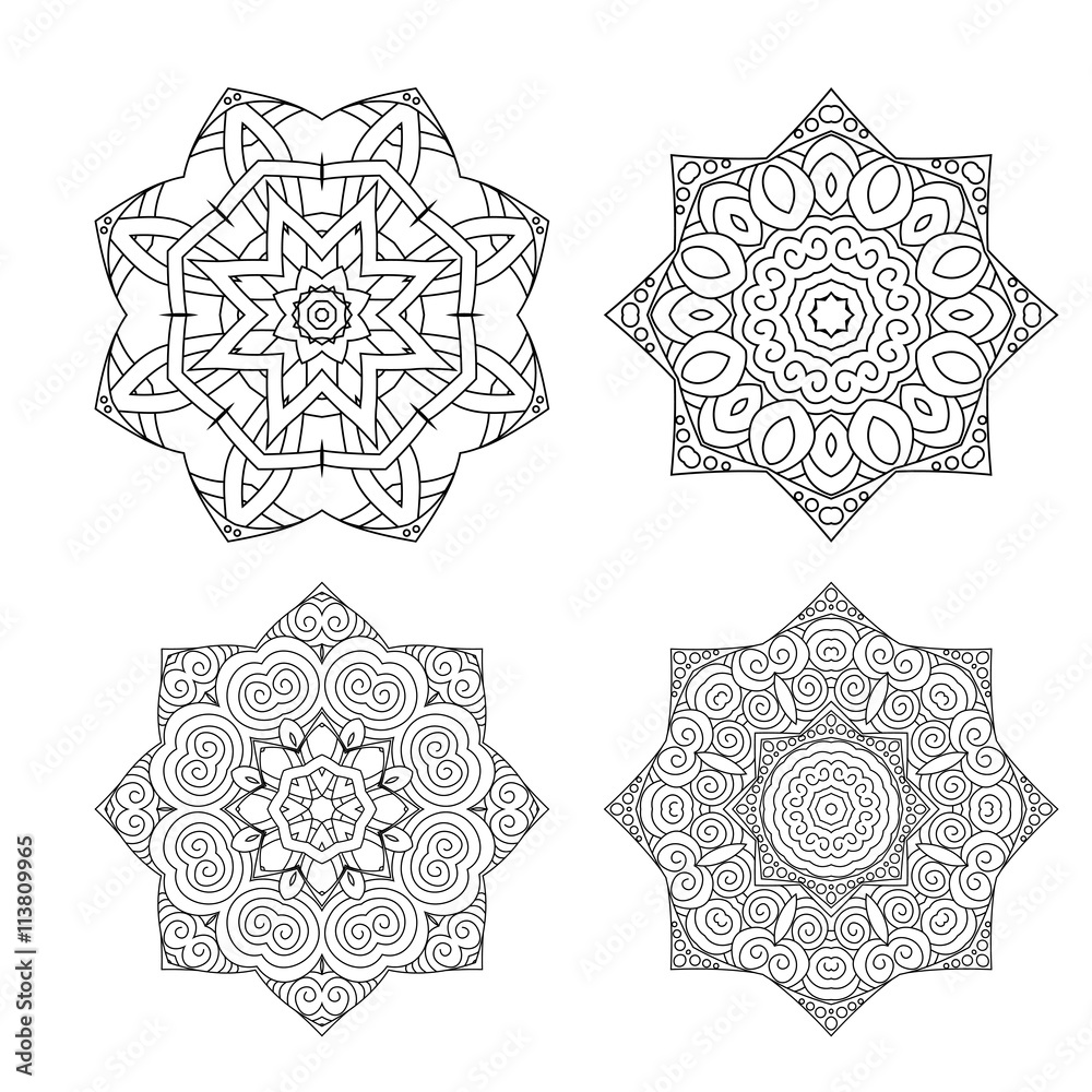 Mandalas collection. Decorative elements. Elements for coloring page ...