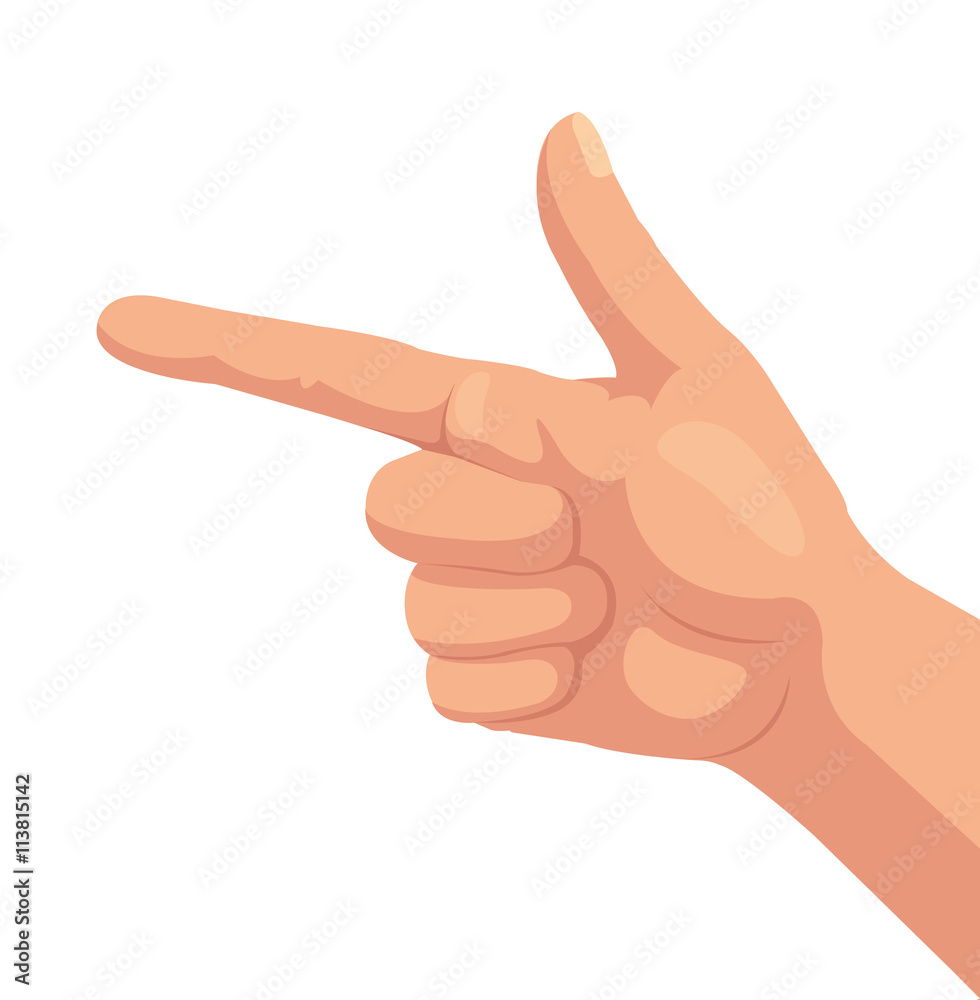 Hand making shape of pointed gun. Gun fake. Vector flat cartoon ...