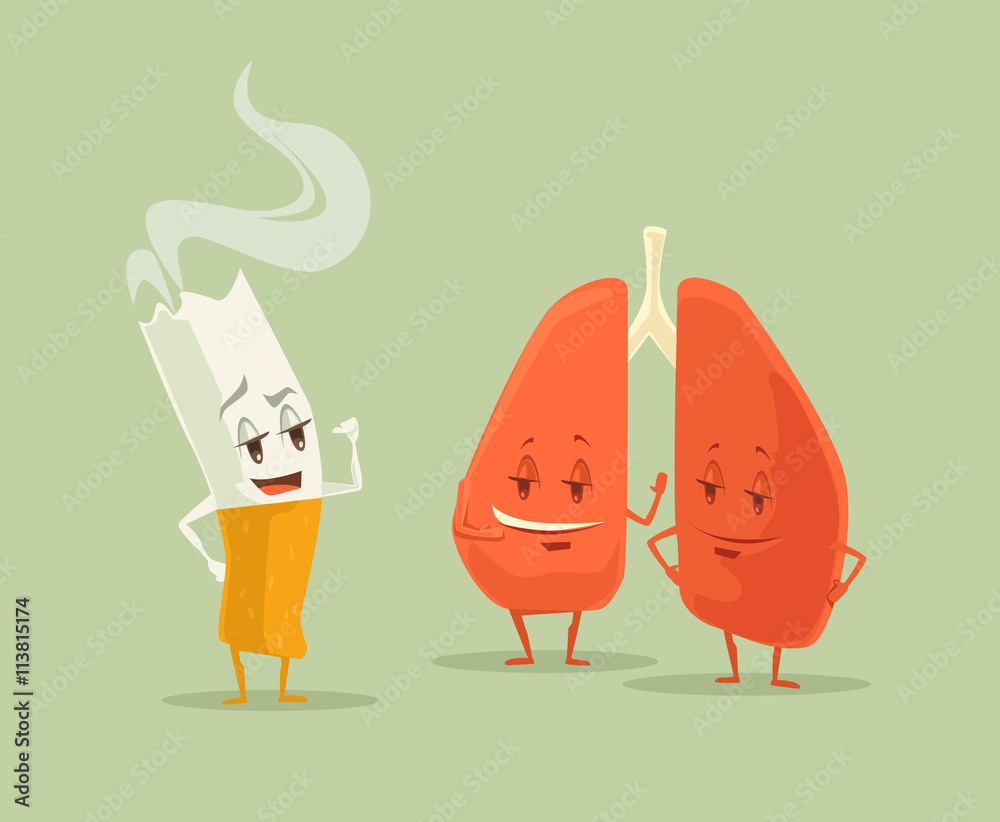 Stop Smoking. Cigarette and lighter. Vector flat cartoon illustration ...