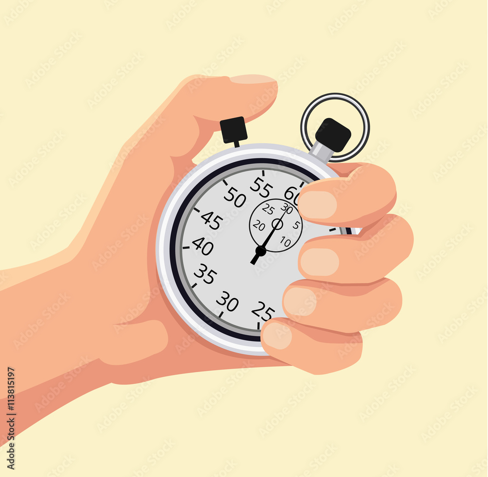 Hand hold stopwatch. Vector flat cartoon illustration Stock Vector ...