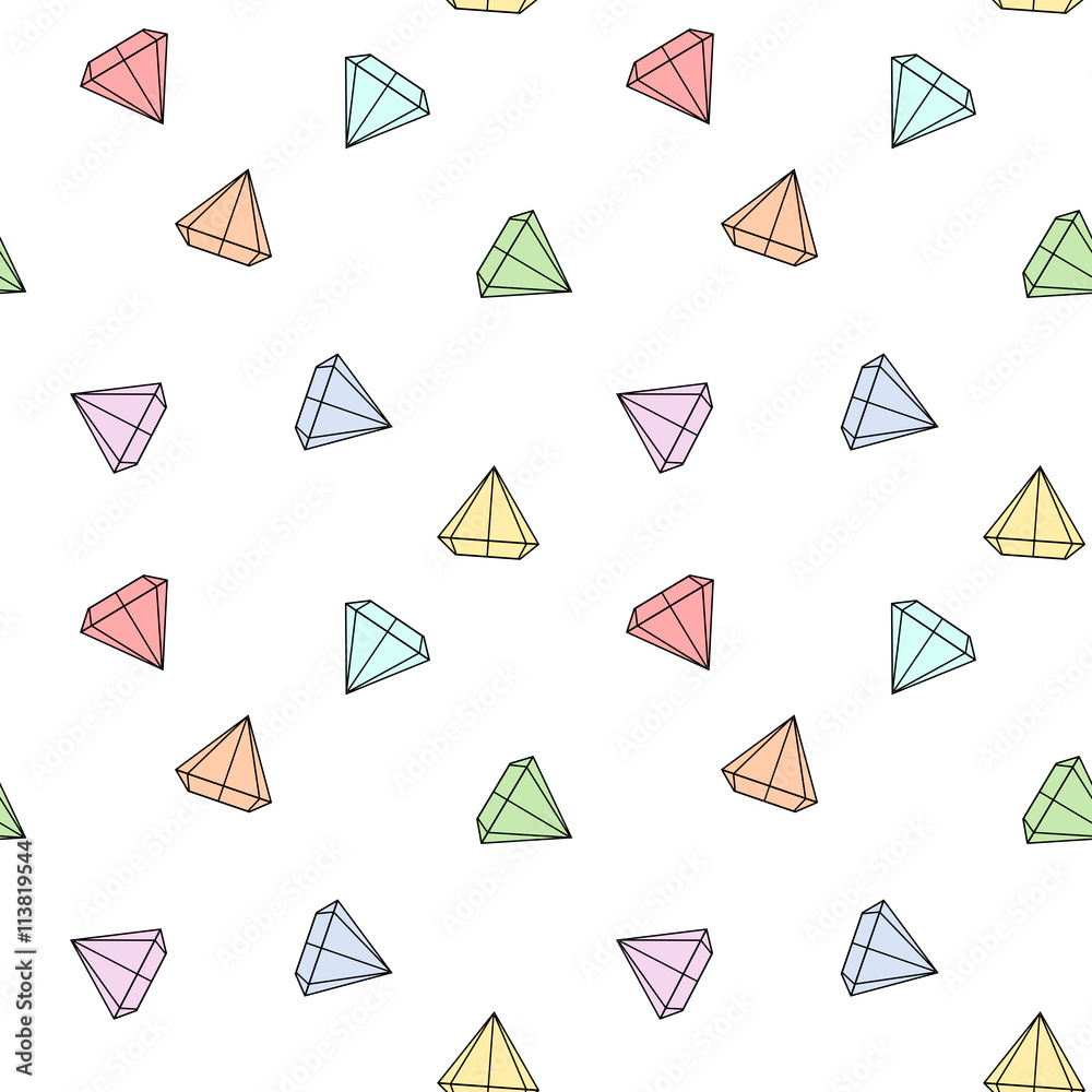 cute cartoon colorful diamonds seamless vector pattern background ...