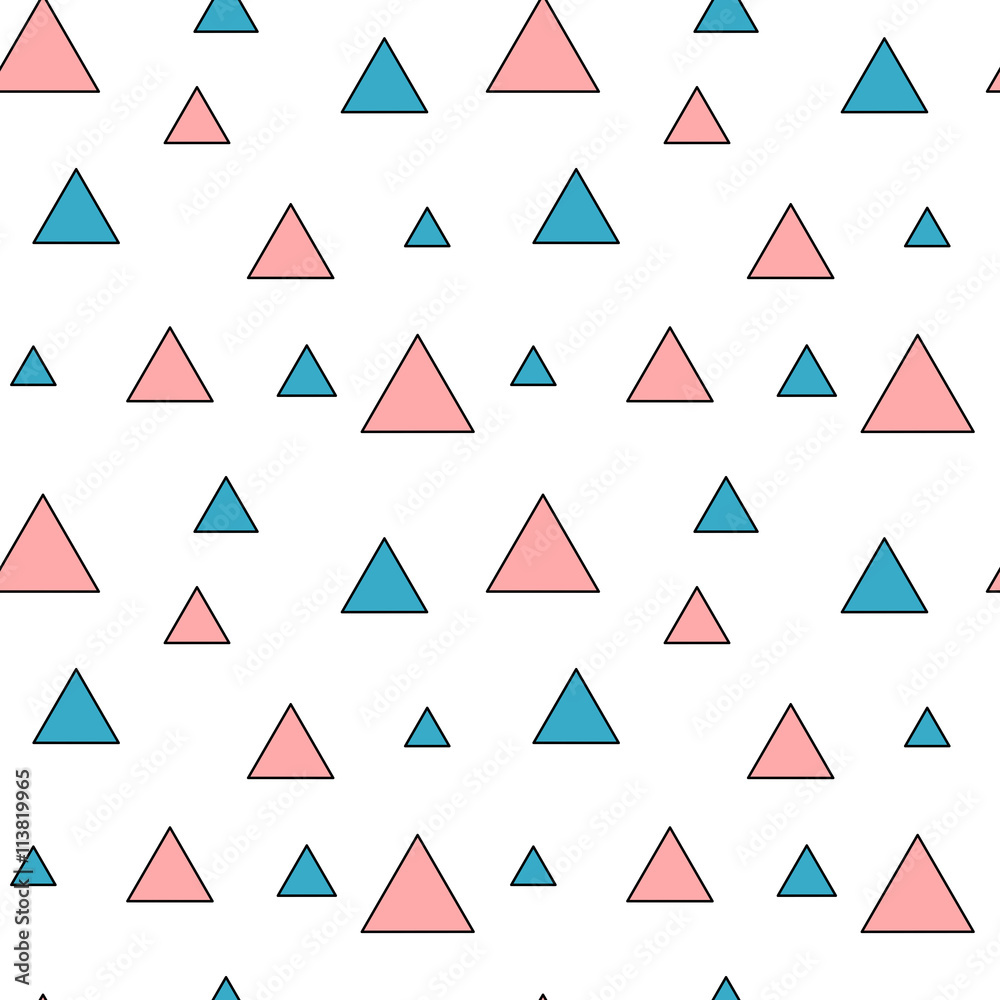 pink and blue triangle on white background seamless vector pattern ...