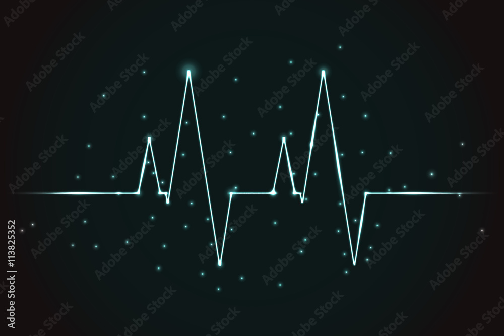 Plasma style EKG graph. Shiny Electro Cardio Gram with sparkles as neon ...