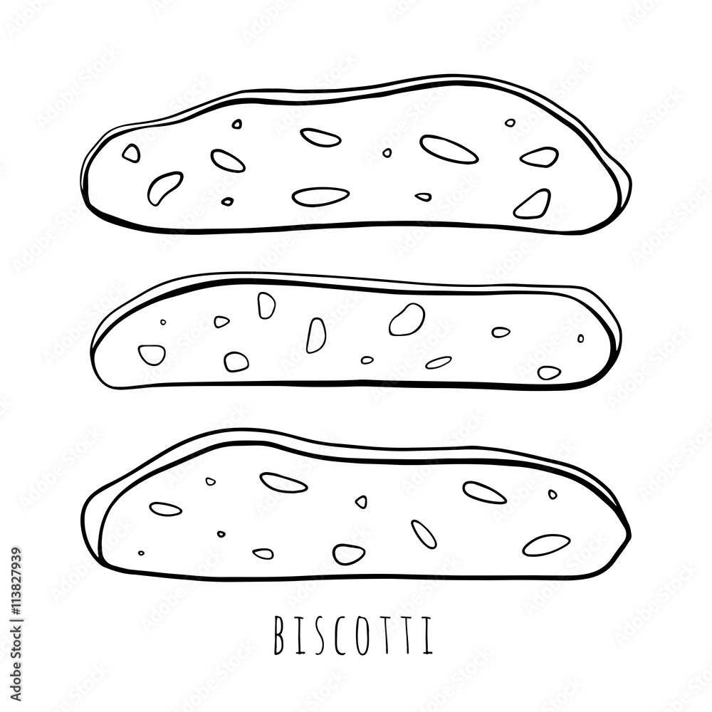 Biscotti line art. Hand drawn almond biscuits Stock Illustration ...
